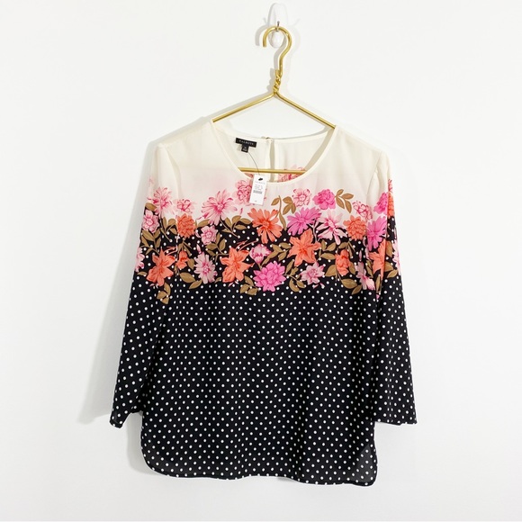 Talbots | Tops | Talbots Medium Nwt Polka Dot Floral Blouse Top | Poshmark